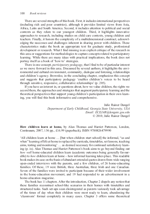 (PDF) How children learn at home