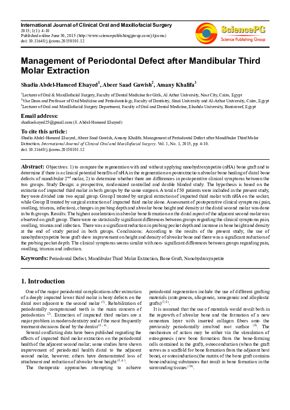 (PDF) Management of Periodontal Defect after Mandibular Third Molar ...