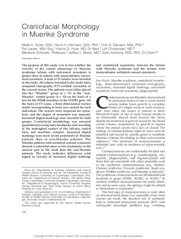 (PDF) Craniofacial Morphology in Muenke Syndrome | Nuno Hermann ...