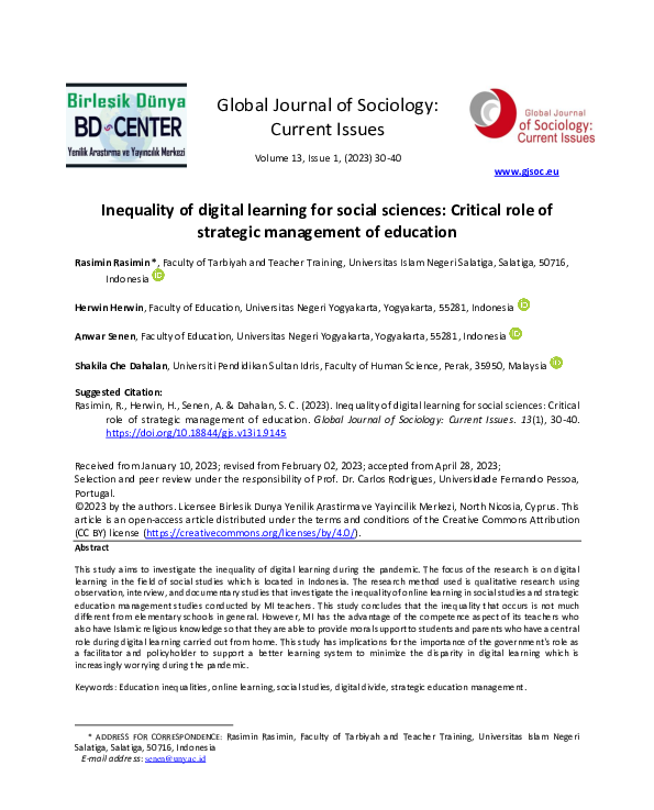(PDF) Inequality of digital learning for social sciences: Critical role ...