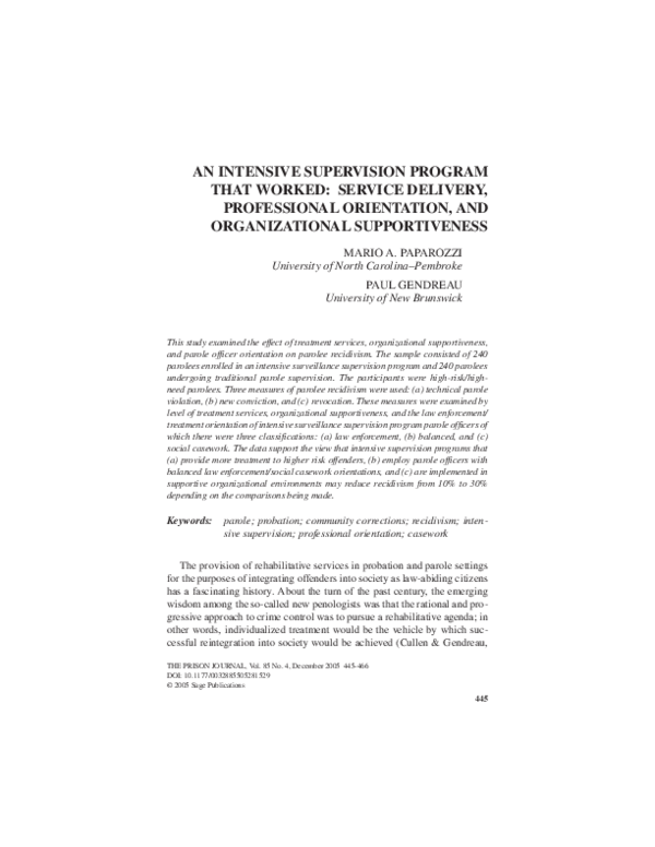 (PDF) An Intensive Supervision Program That Worked: Service Delivery ...