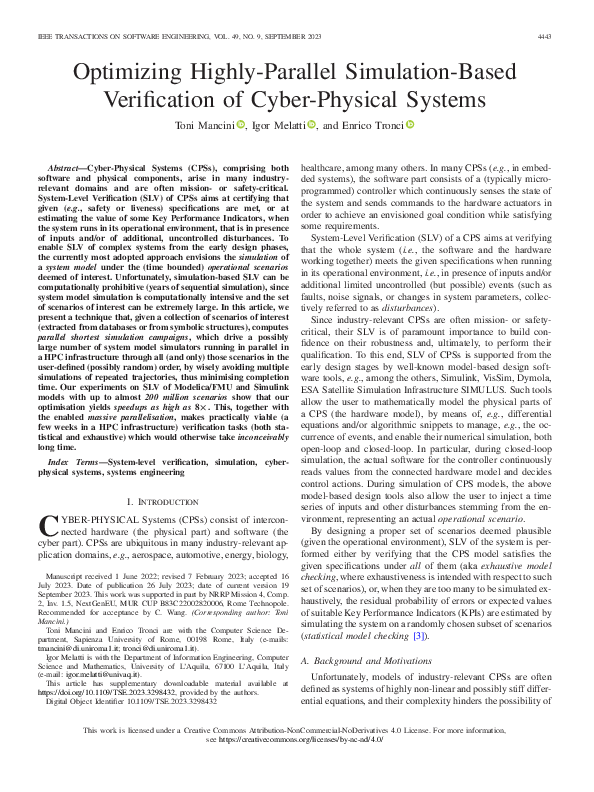 (PDF) Optimizing Highly-Parallel Simulation-Based Verification of Cyber-Physical Systems