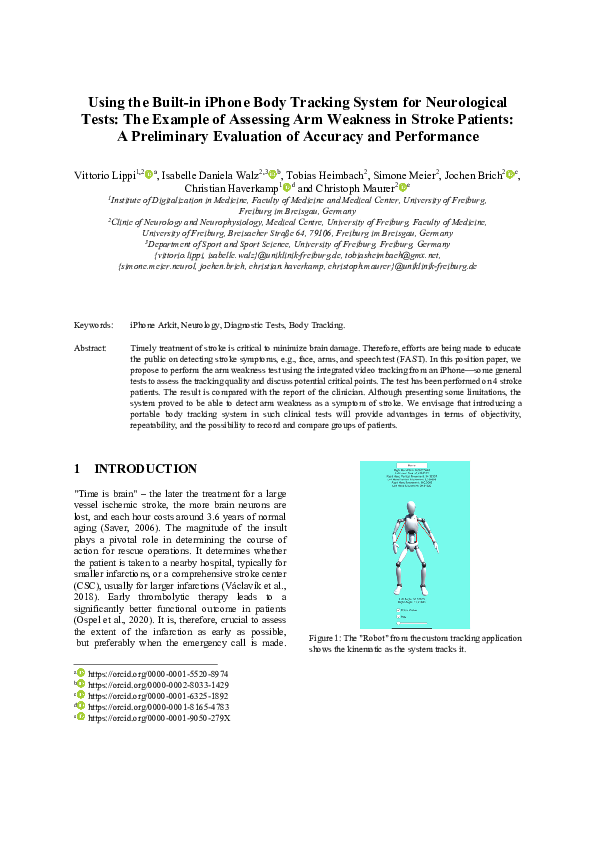 (PDF) Using the Built-in iPhone Body Tracking System for Neurological ...