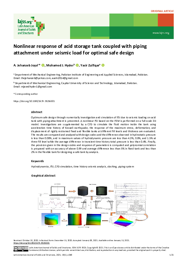(PDF) Nonlinear response of acid storage tank coupled with piping attachment under seismic load ...