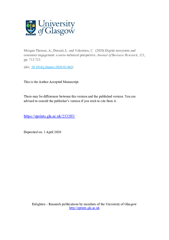 (PDF) Digital ecosystem and consumer engagement: A socio-technical ...