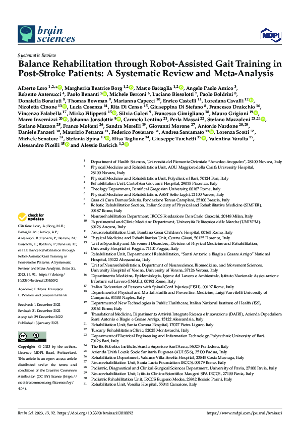 (PDF) Balance Rehabilitation through Robot-Assisted Gait Training in Post-Stroke Patients: A ...
