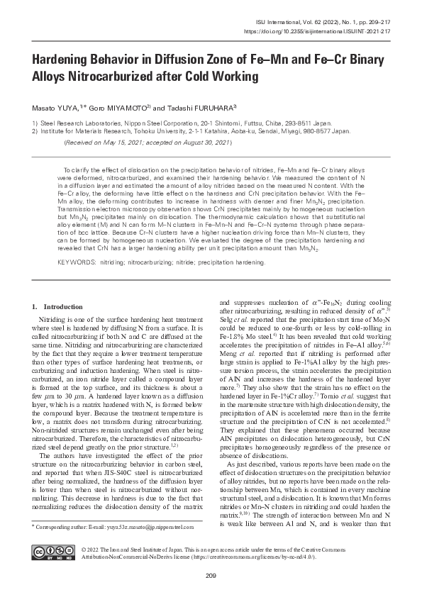 (PDF) Hardening Behavior in Diffusion Zone of Fe–Mn and Fe–Cr Binary Alloys Nitrocarburized ...