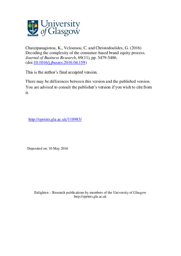 (PDF) Decoding the complexity of the consumer-based brand equity process