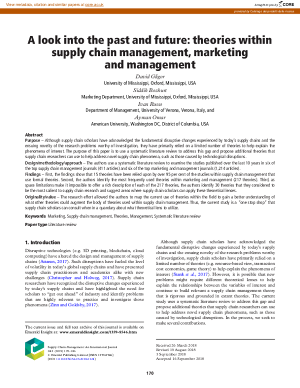 (PDF) A look into the past and future: theories within supply chain ...