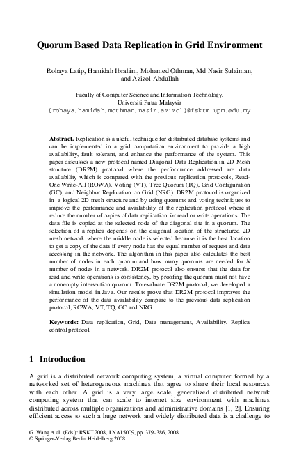 Pdf Quorum Based Data Replication In Grid Environment Haruna Ibrahim