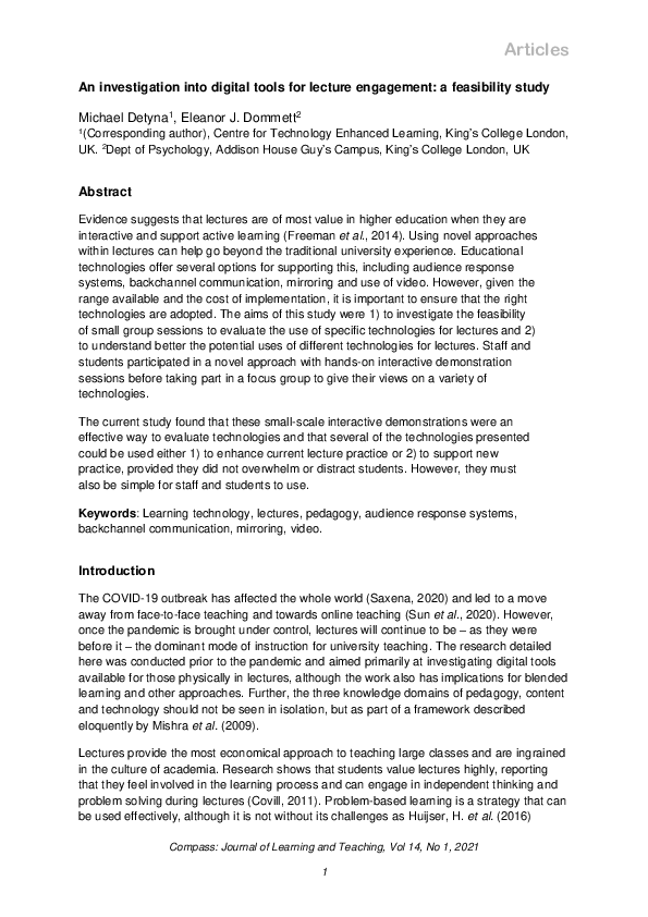 (PDF) An investigation into in-lecture digital tools for engagement: a ...