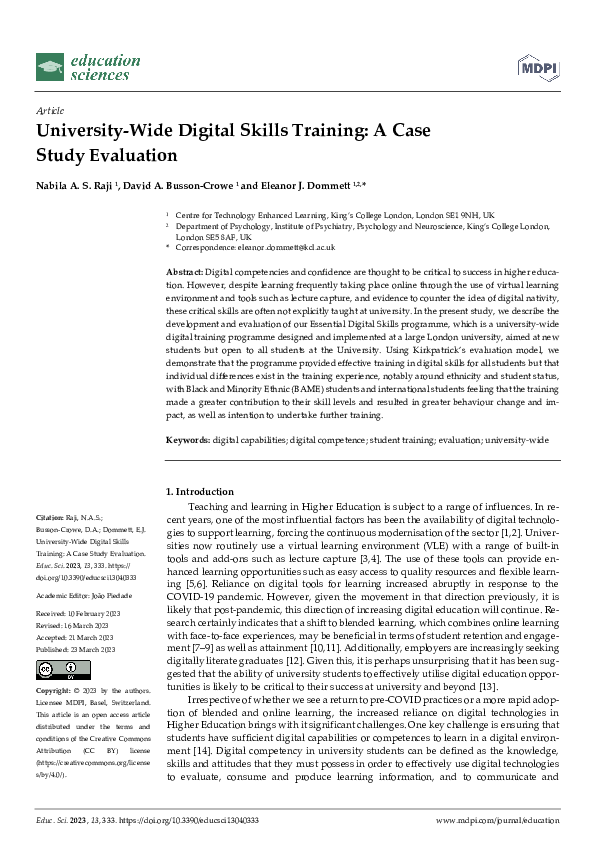 (PDF) University-Wide Digital Skills Training: A Case Study Evaluation