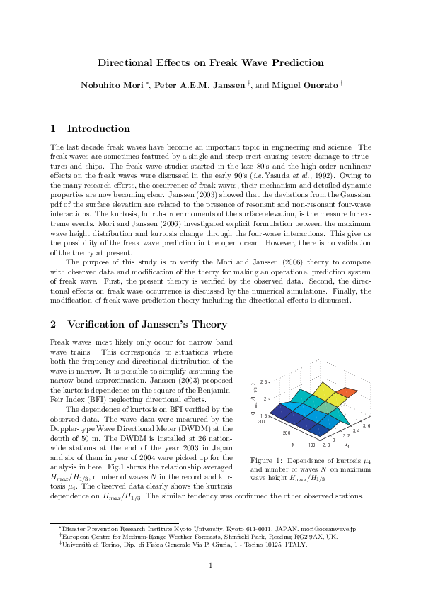 (PDF) Directional Effects on Freak Wave Prediction | Miguel Onorato ...