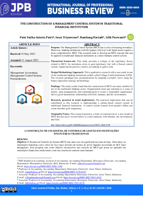 (PDF) The Construction of a Management Control System in Traditional ...