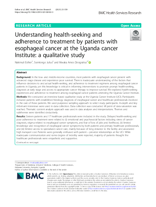 (PDF) Understanding health-seeking and adherence to treatment by ...