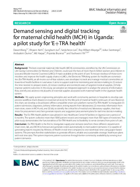 (PDF) Demand sensing and digital tracking for maternal child health ...