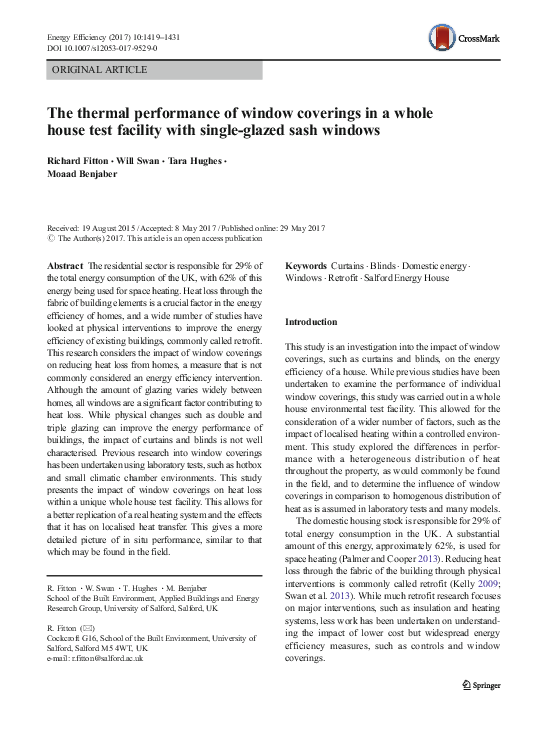 (PDF) The thermal performance of window coverings in a whole house test ...