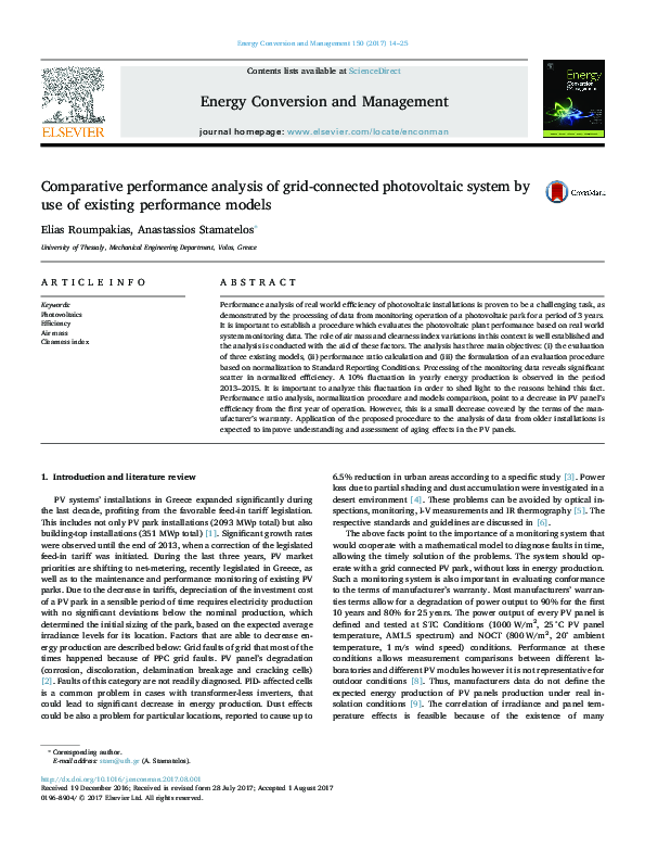 (PDF) Comparative performance analysis of a grid connected PV system for hydrogen production ...