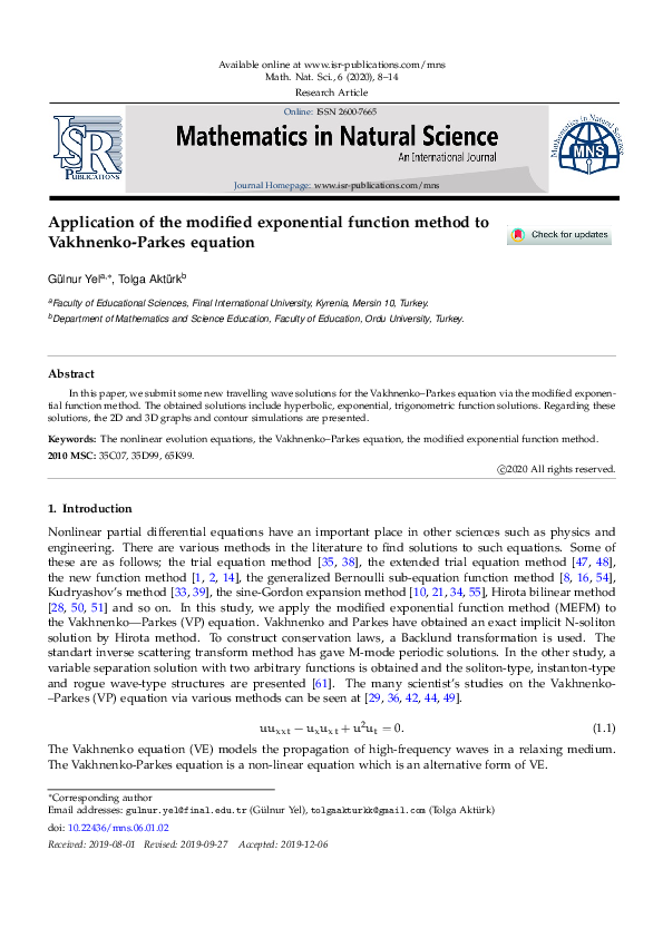 (PDF) Application of the modified exponential function method to ...