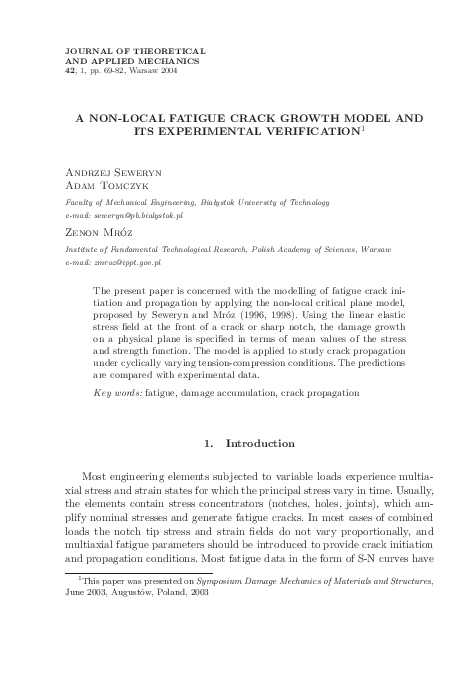 (PDF) A Non-Local Fatigue Crack Growth Model and Its Experimental ...