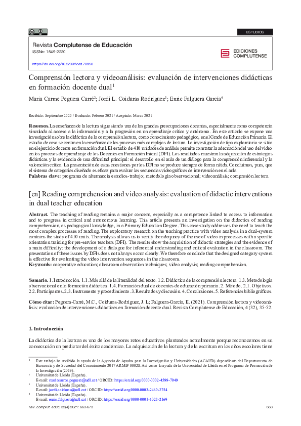 (PDF) Comprensión lectora y videoanálisis: evaluación de intervenciones ...