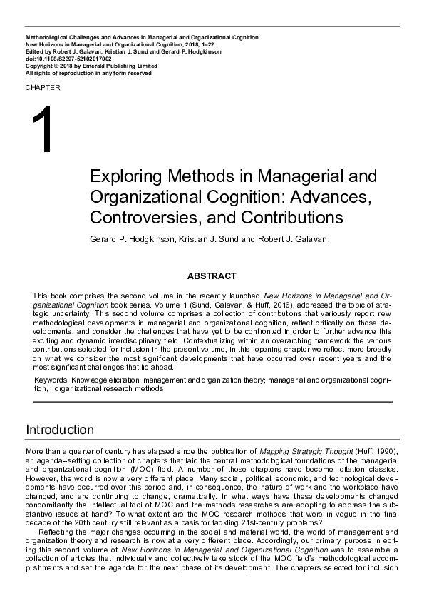 (PDF) Chapter 1: Exploring Methods in Managerial and Organizational ...