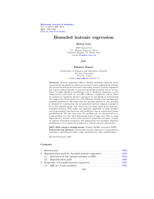 (PDF) Bounded isotonic regression