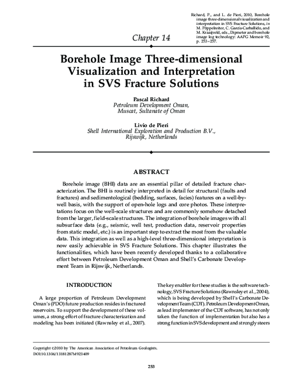 (PDF) Borehole Image Three-dimensional Visualization and Interpretation in SVS Fracture Solutions