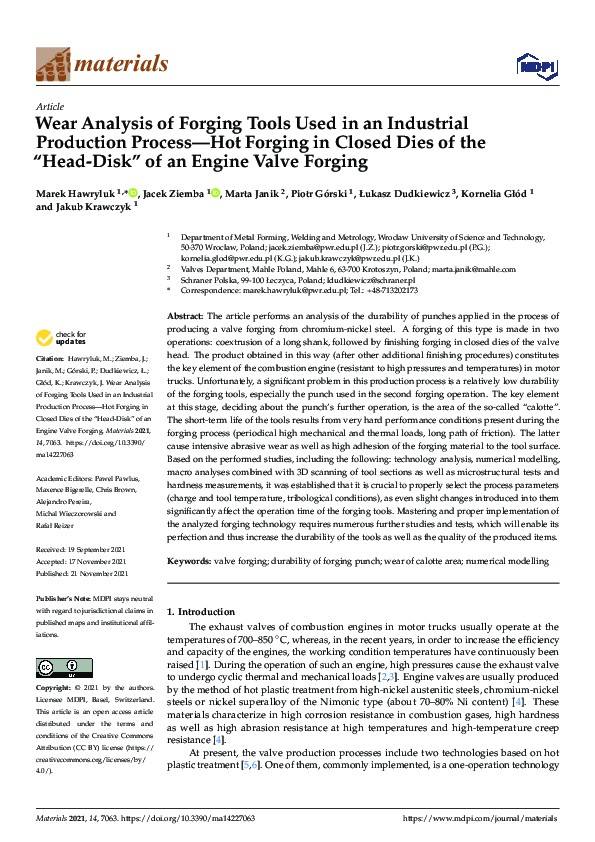 (PDF) Wear Analysis of Forging Tools Used in an Industrial Production ...