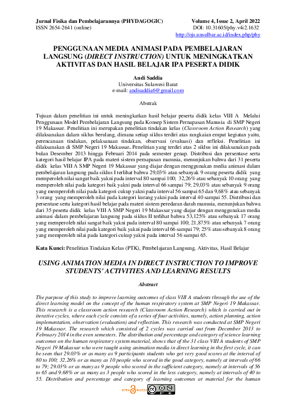 (PDF) Penggunaan Media Animasi Pada Pembelajaran Langsung (Direct Instruction) Untuk ...