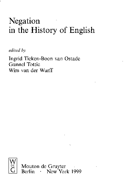 (PDF) Negation in the History of English
