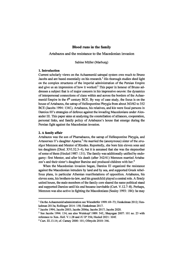 (PDF) S. Müller, Blood runs in the Family – Artabazos and the ...