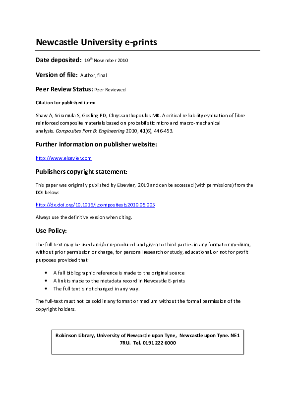 (PDF) A critical reliability evaluation of fibre reinforced composite ...