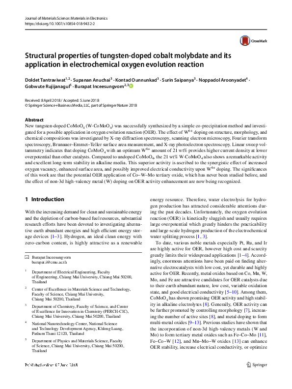 (PDF) Structural properties of tungsten-doped cobalt molybdate and its ...