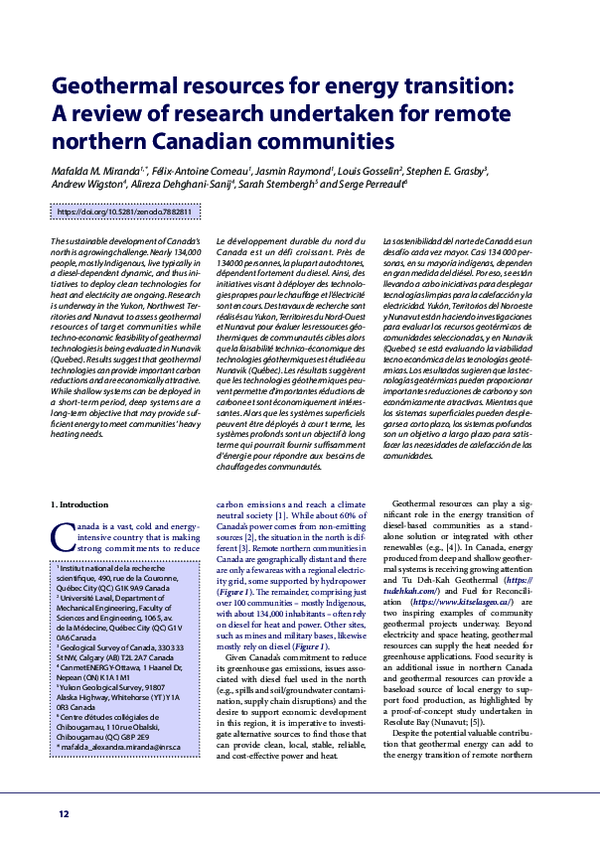 (PDF) Geothermal resources for energy transition: A review of research ...