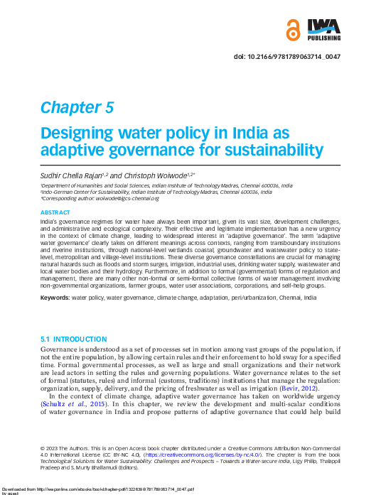 (PDF) Designing water policy in India as adaptive governance for ...