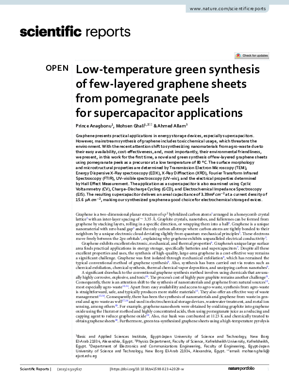 (PDF) Low-temperature green synthesis of few-layered graphene sheets ...