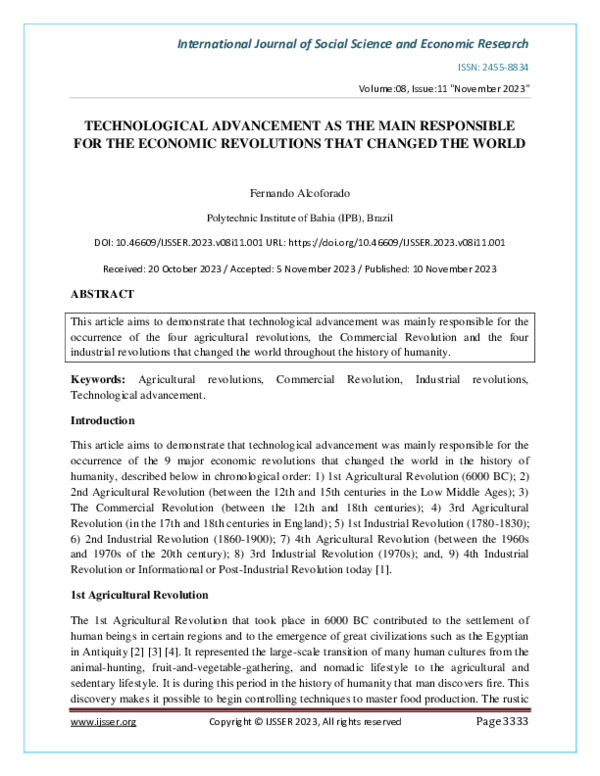 (PDF) TECHNOLOGICAL ADVANCEMENT AS THE MAIN RESPONSIBLE FOR THE ...