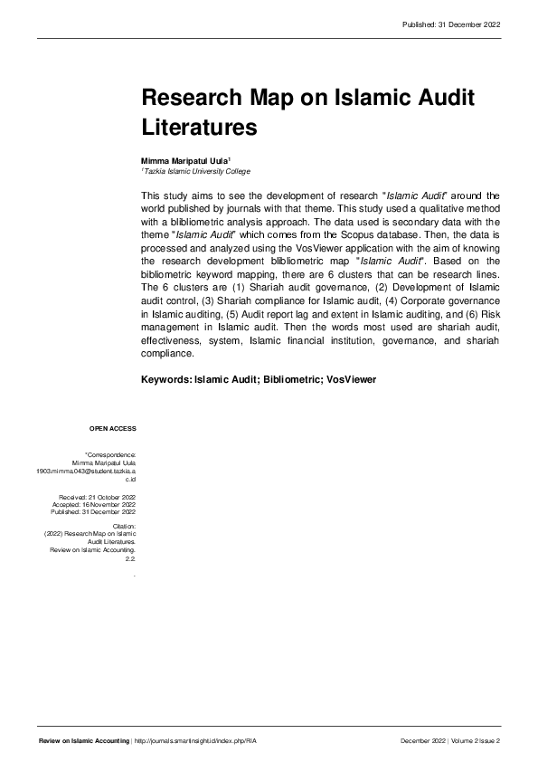 (PDF) Research Map on Islamic Audit Literatures