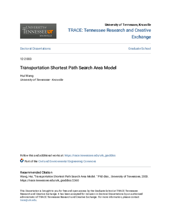 (PDF) Transportation Shortest Path Search Area Model