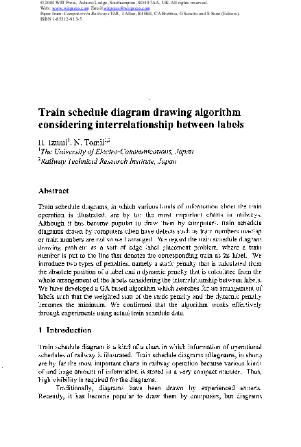 (PDF) Train Schedule Diagram Drawing Algorithm Considering ...