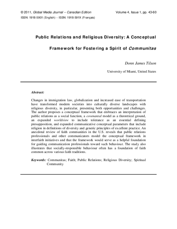 (PDF) Public Relations and Religious Diversity: A Conceptual Framework ...