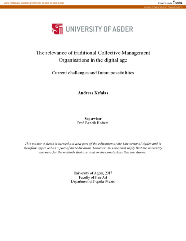 (PDF) The relevance of traditional Collective Management Organisations ...