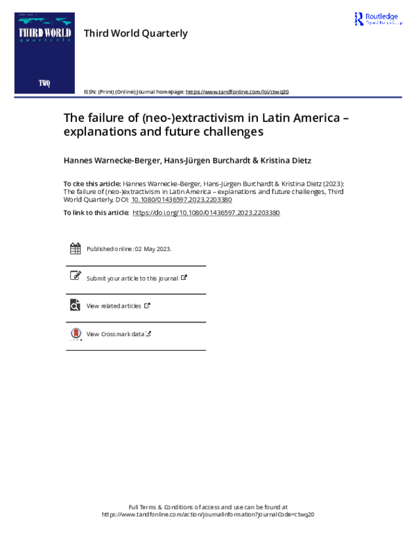 (PDF) The Failure of (Neo-)Extractivism in Latin America – Explanations ...