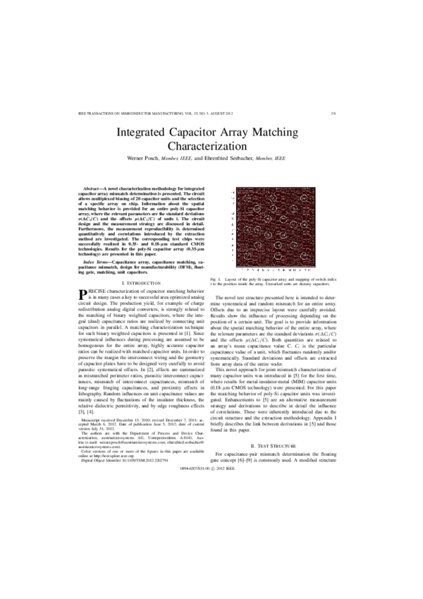 (PDF) Integrated Capacitor Array Matching Characterization