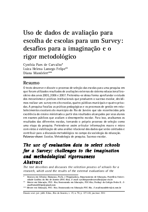 (PDF) The use of evaluation data to select schools for a Survey ...