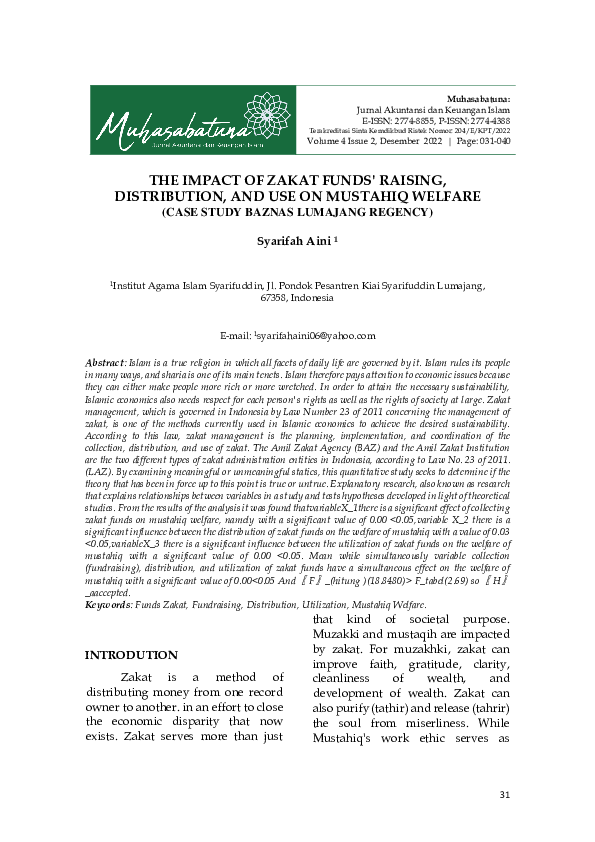 (PDF) Zakat Funds' Impact on Mustahiq Welfare in Indonesia