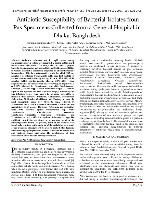(PDF) Antibiotic Susceptibility of Bacterial Isolates from Pus ...
