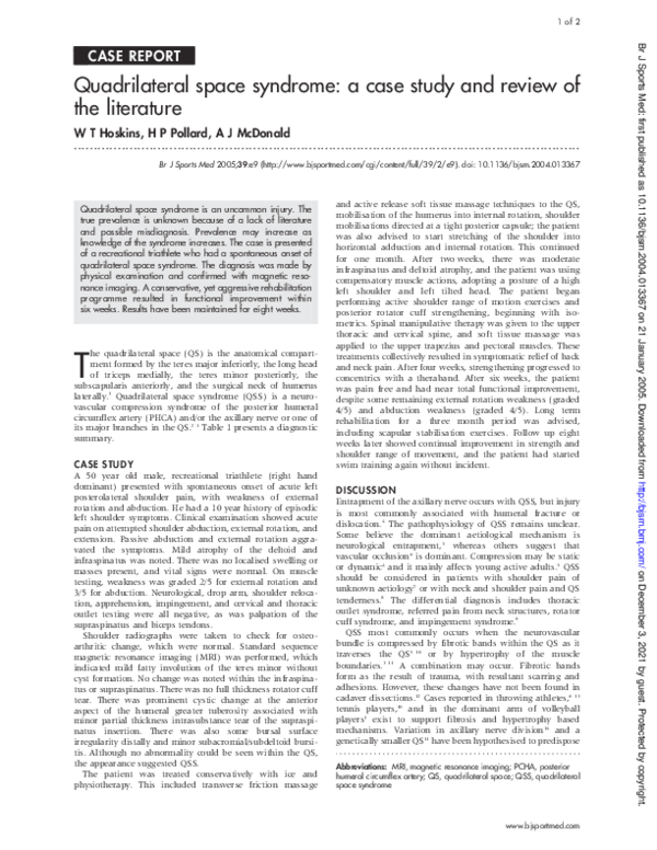(PDF) Quadrilateral space syndrome: a case study and review of the ...