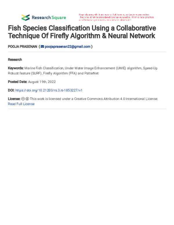 Fish Species Classification Using a Collaborative Technique Of Firefly ...